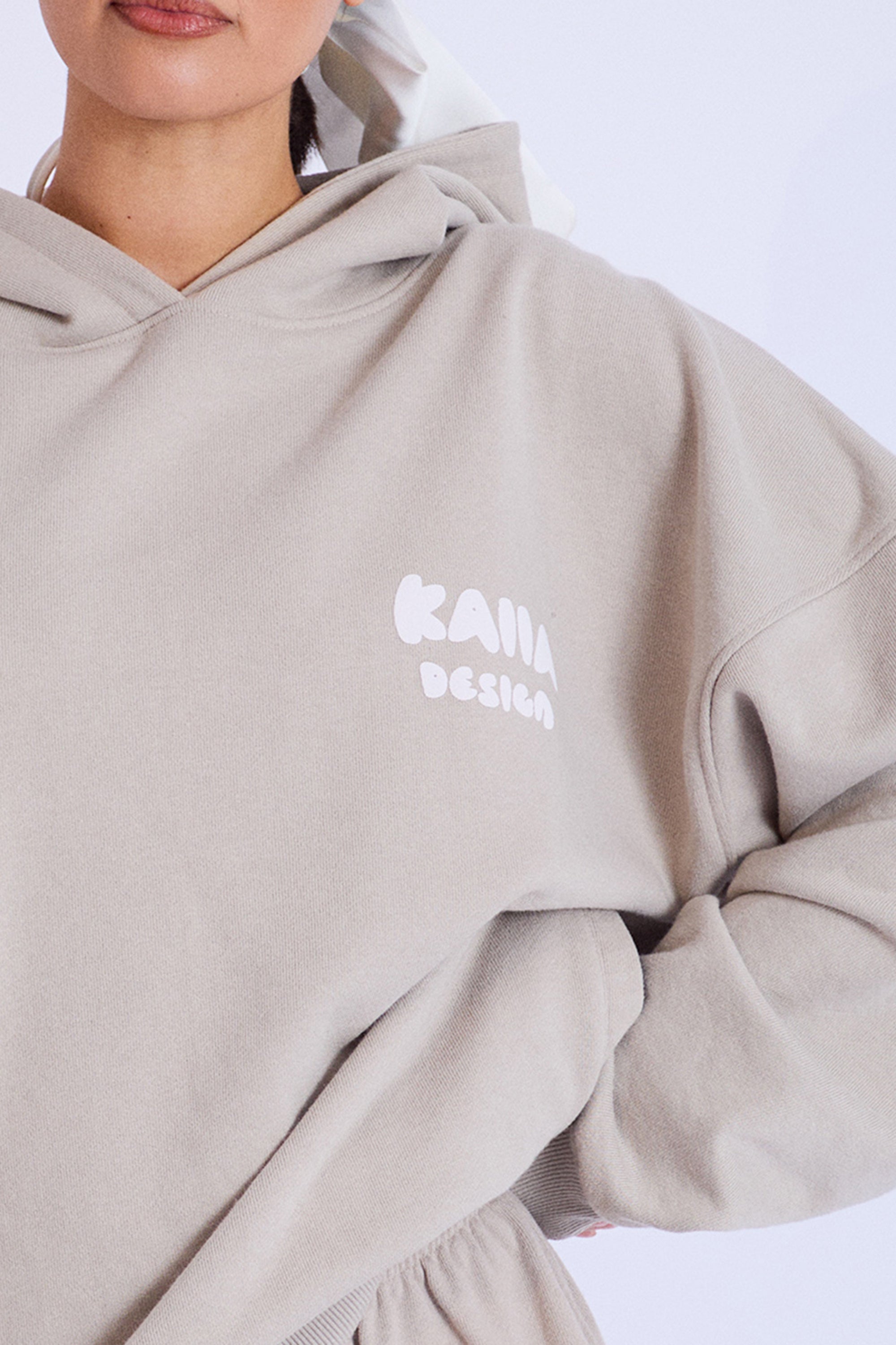 Kaiia Design Bubble Logo Oversized Hoodie Stone | Kaiia