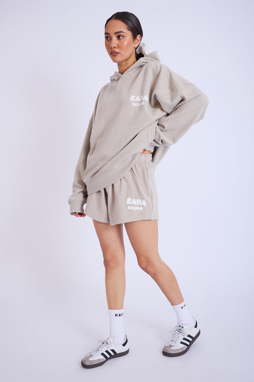 Kaiia Design Bubble Logo Oversized Hoodie Stone | Kaiia