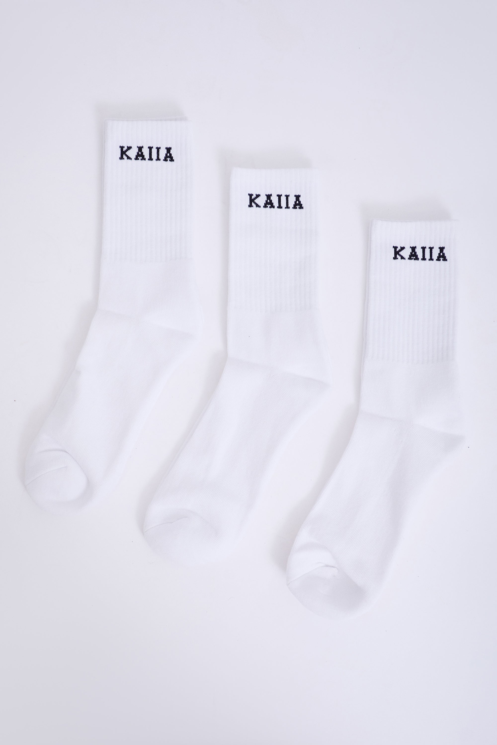 Pack of Three Kaiia Logo Longline Socks White & Black | Kaiia
