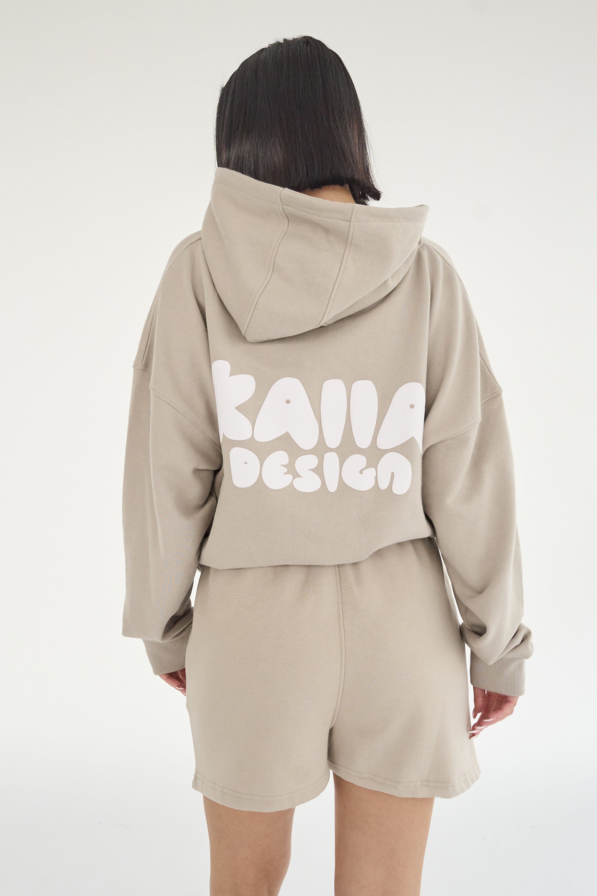 Kaiia Design Bubble Logo Oversized Hoodie Stone | Kaiia