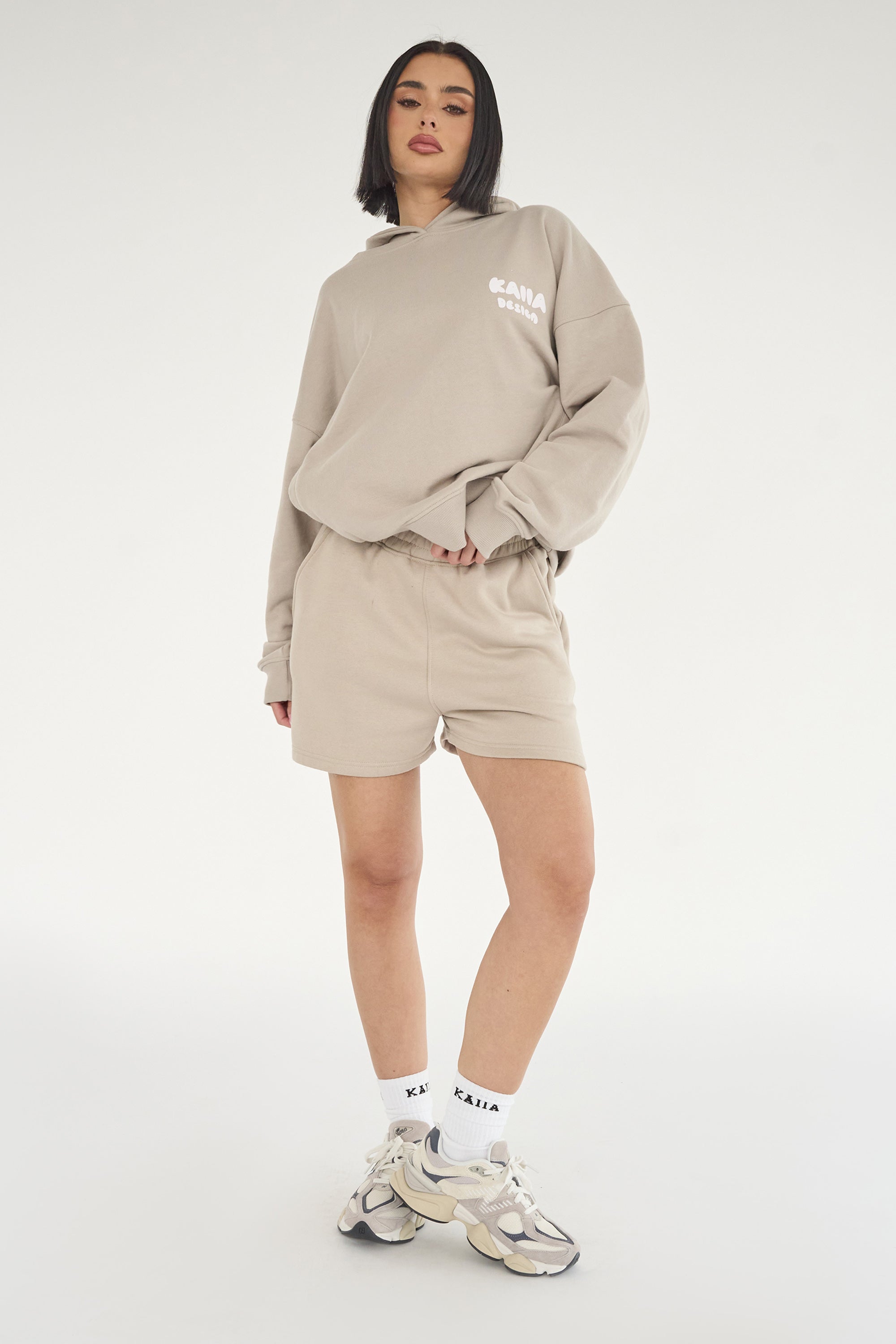 Kaiia Design Bubble Logo Oversized Hoodie Stone | Kaiia