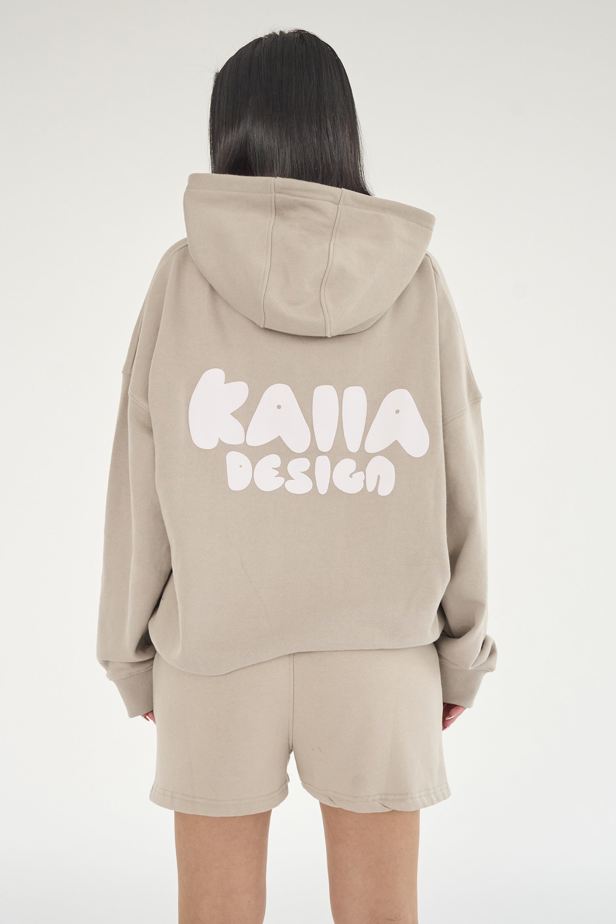 Kaiia Design Bubble Logo Oversized Hoodie Stone | Kaiia