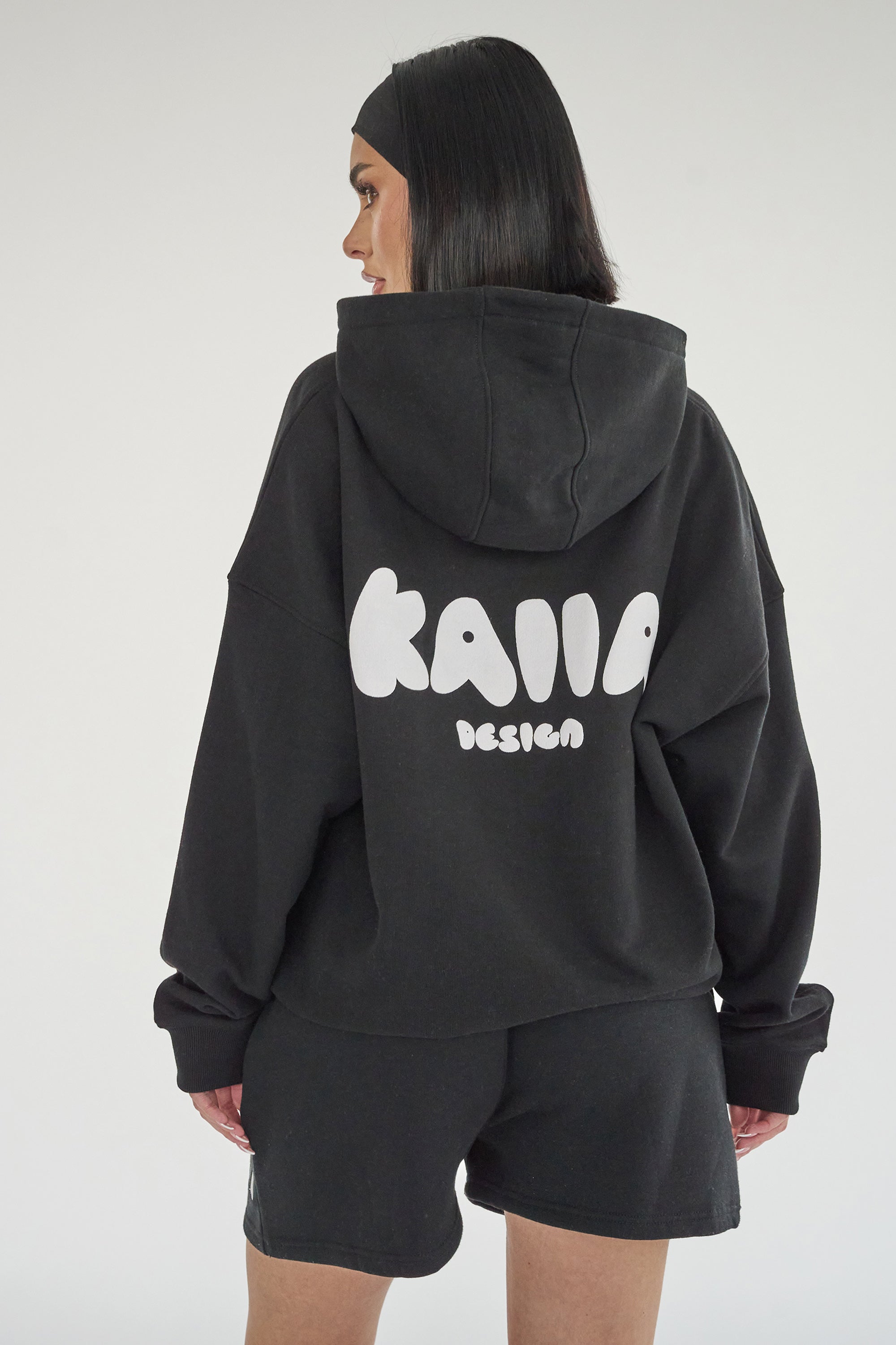 Kaiia Design Bubble Logo Oversized Hoodie Black | Kaiia