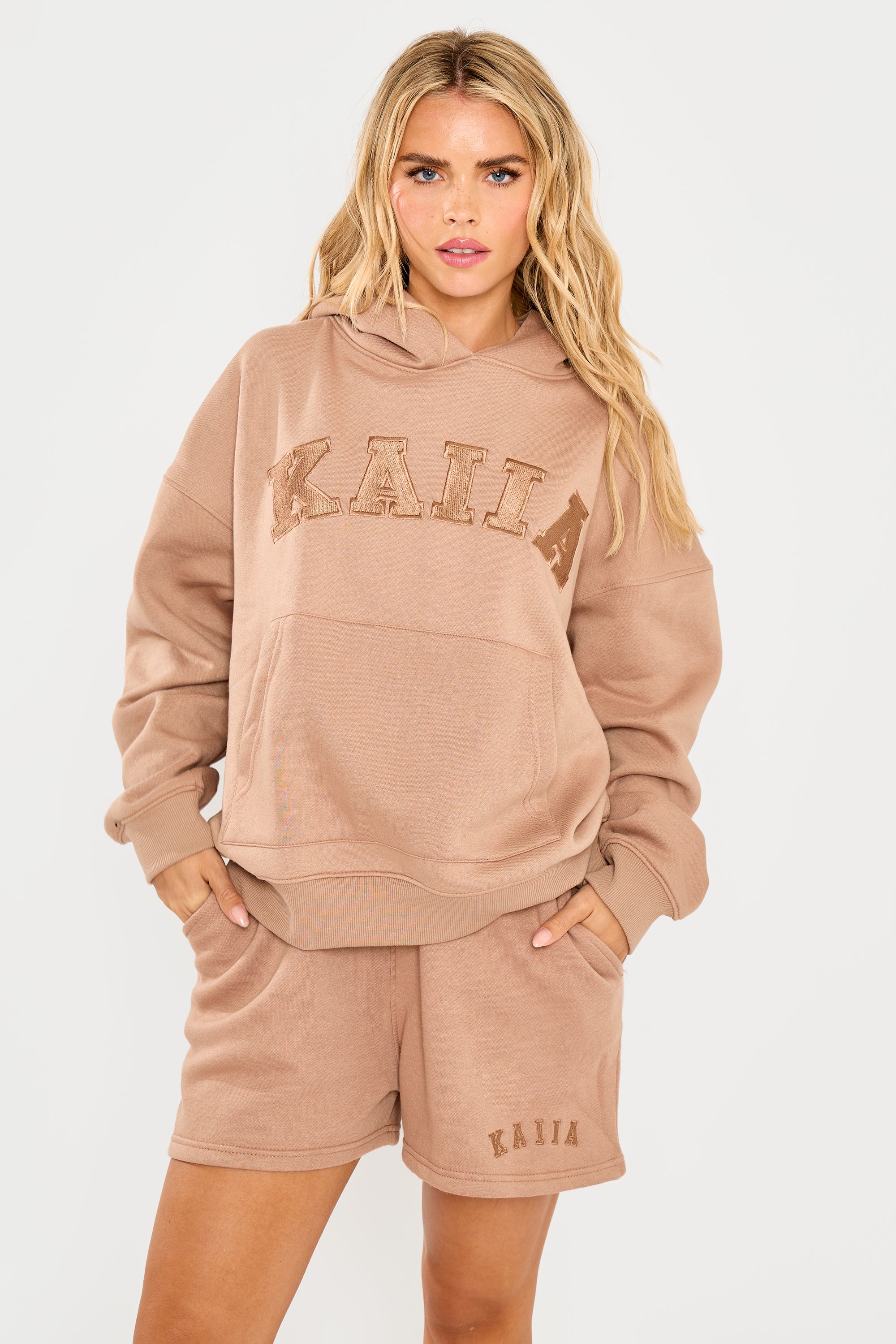 Kaiia Slogan Oversized Hoodie Latte | Kaiia