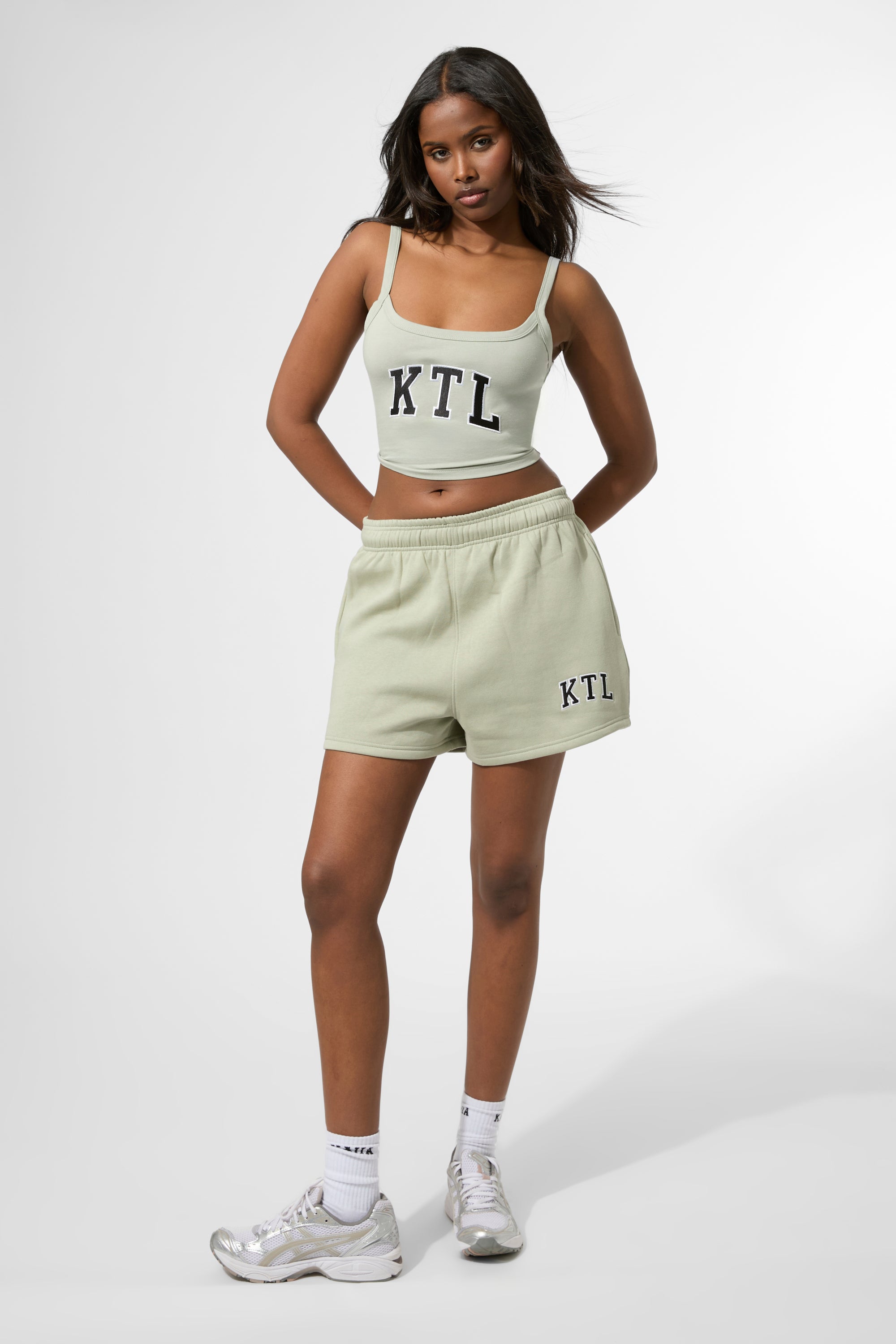 Ktl Logo Mini Sweat Shorts Sage | Kaiia