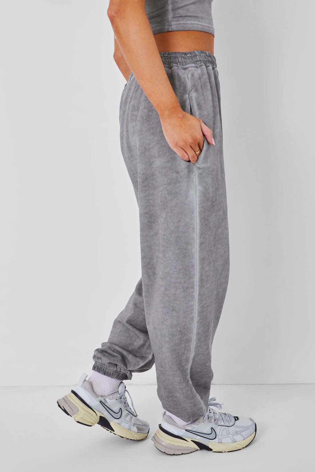Relaxed Fit Cuffed Joggers Co-ord Washed Grey | kaiia – Kaiia