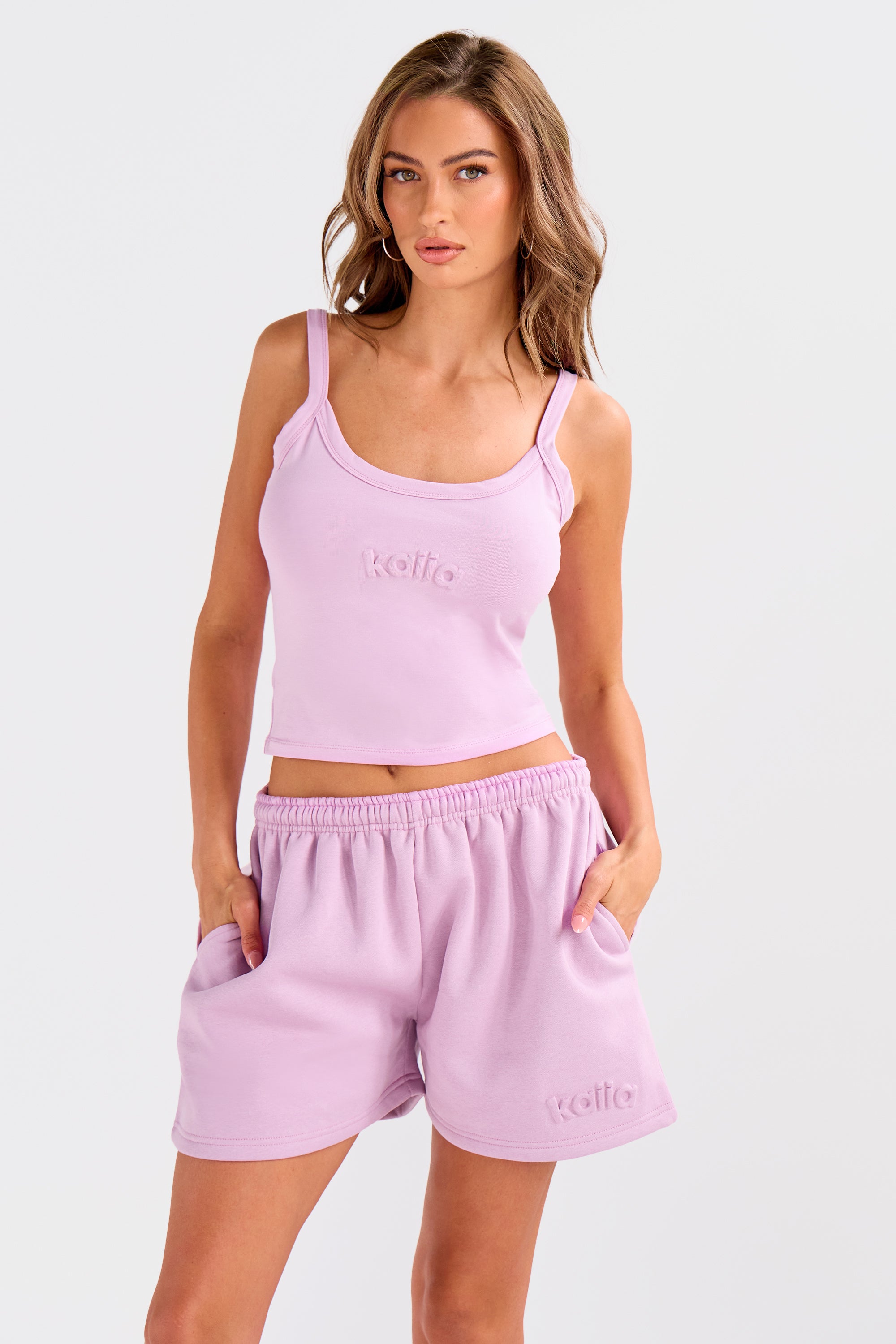 Kaiia Embossed Logo Cami Top Parma Violet | Kaiia