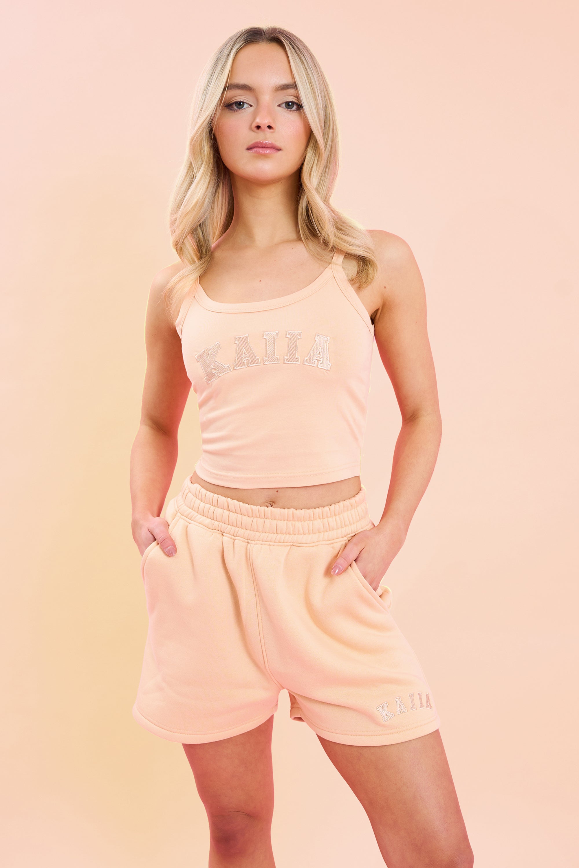 Kaiia Logo Cami Vest Top Peach | Kaiia