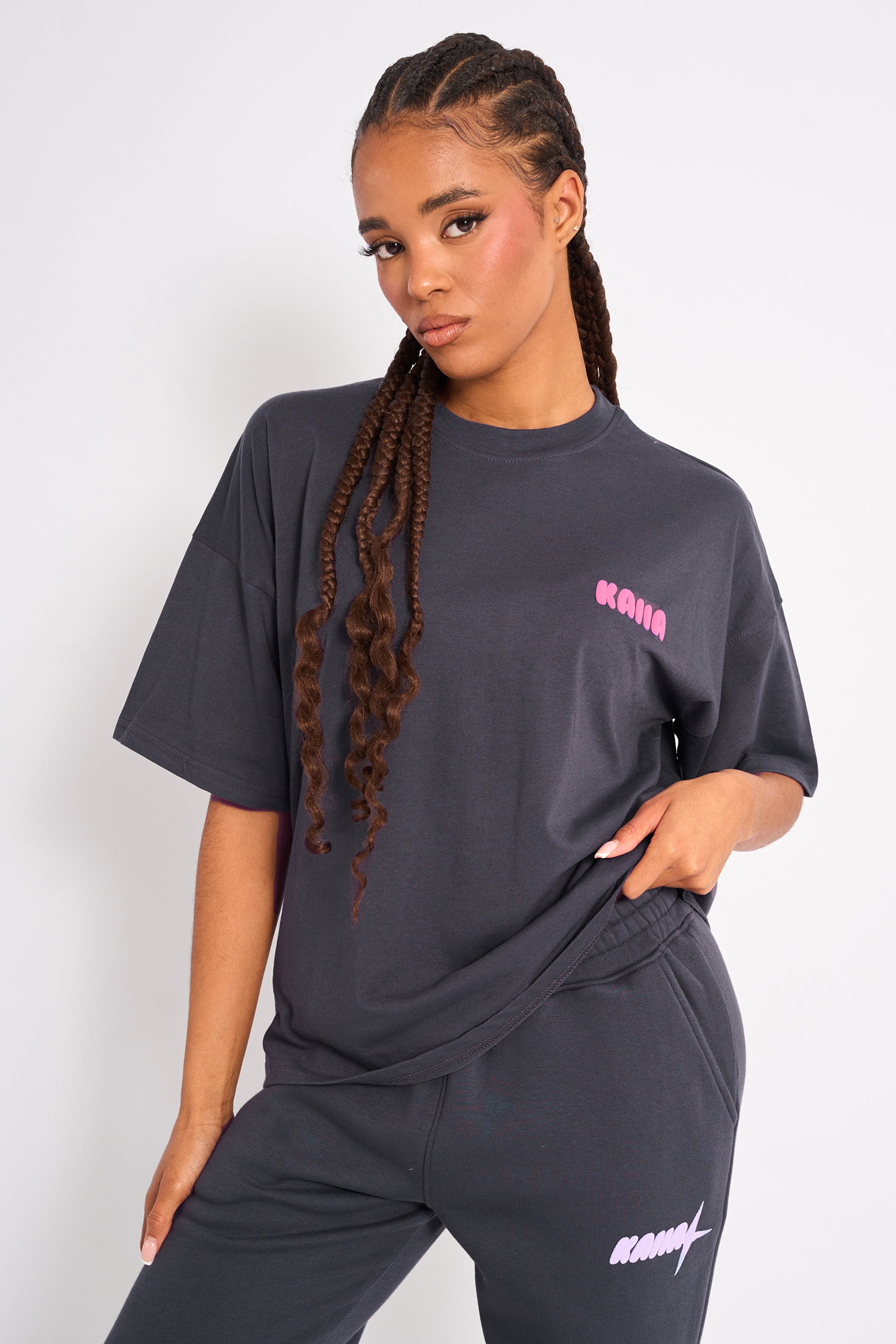 Kaiia Studio Ombre Oversized Tee Charcoal | Kaiia